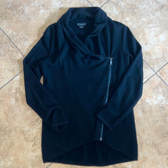 Bloomingdale's | Sweaters | 0 Cashmere Black Moto Style Sweater | Poshmark